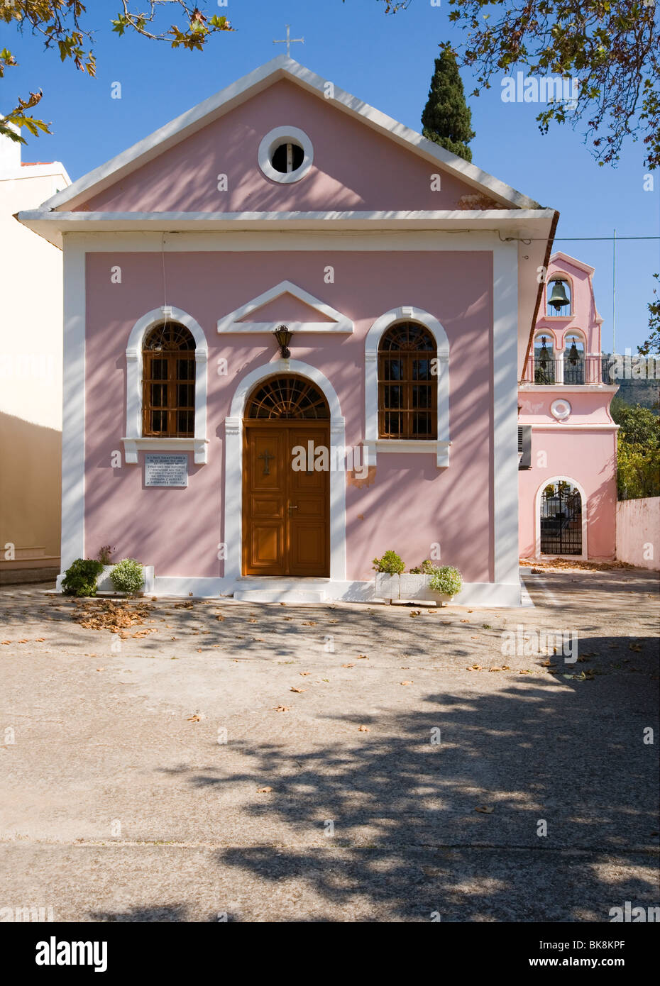 Pretty little church central Assos, Kefalonia, Greece Stock Photo - Alamy