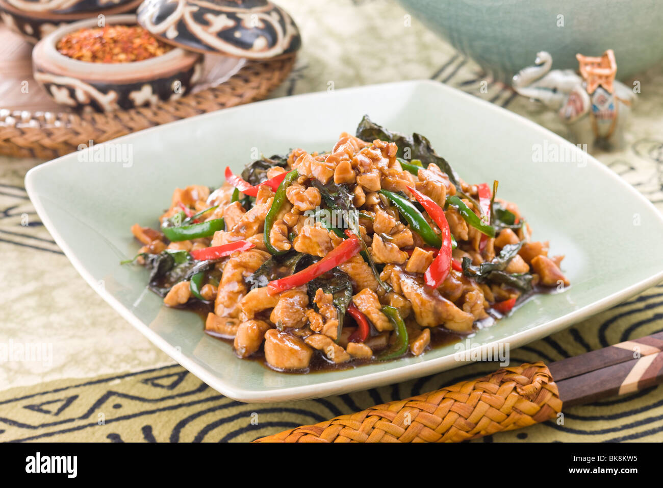 Gai Pad Bai Gapao Stock Photo - Alamy