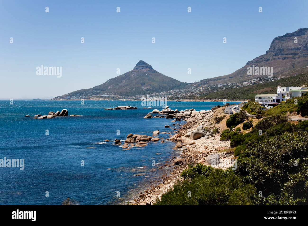 Panoramic view of the Atlantic coast near Cape Town, South Africa, with ...