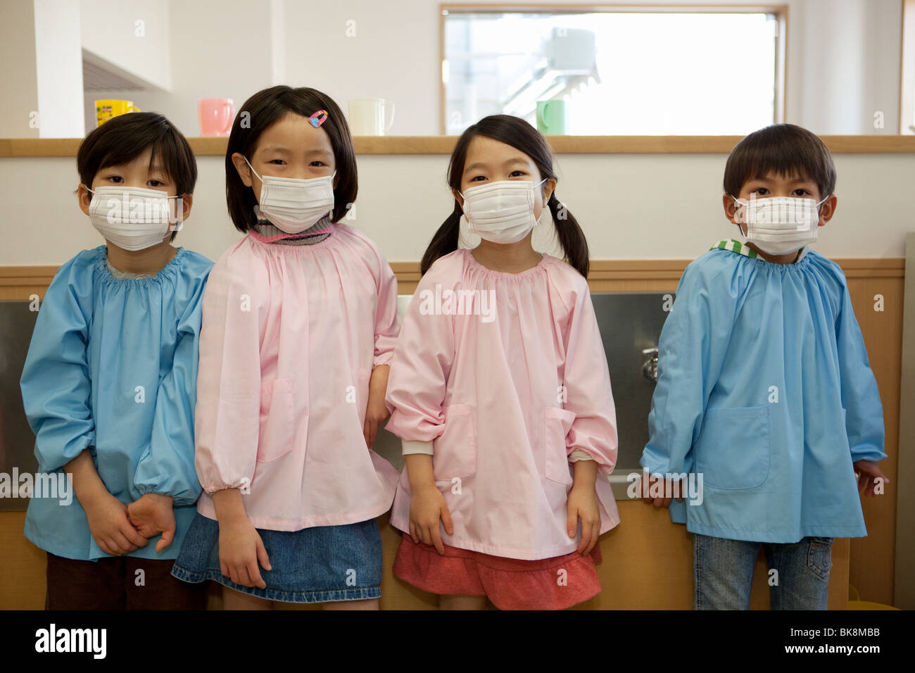 Kindergarten Children Wearing Mask Stock Photo - Alamy