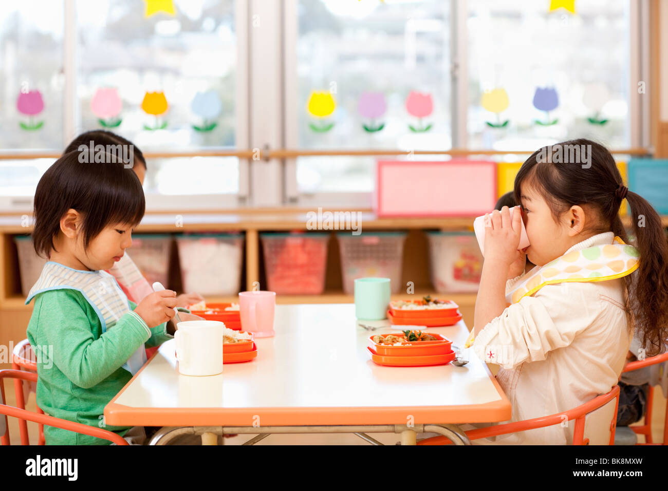 Children Eating School Lunch Stock Photo - Alamy