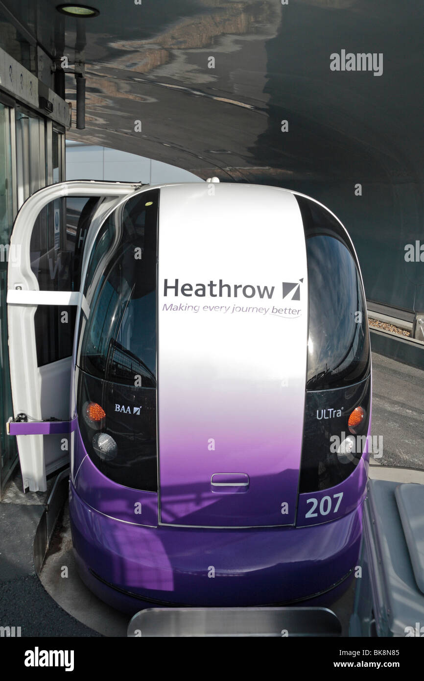 A Personal Rapid Transport (PRT) pod waiting at a car park station at ...