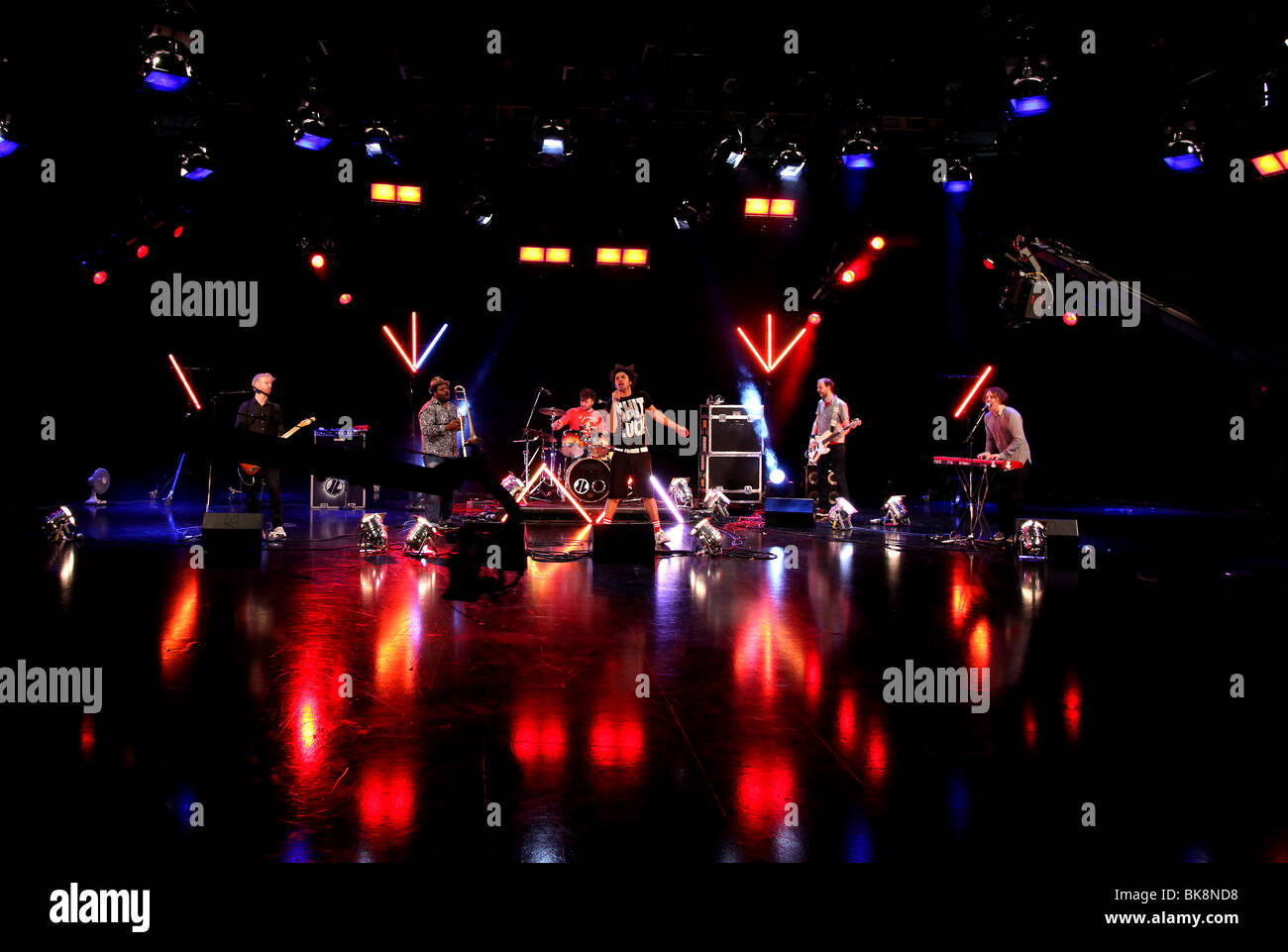 Pop band performing at the BBC Television Studios Stock Photo - Alamy