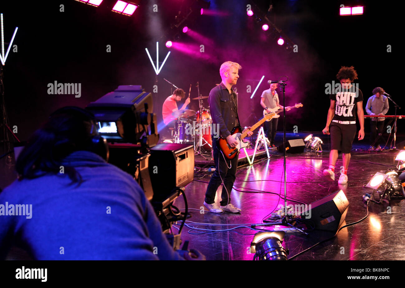 Pop band performing at the BBC Television Studios Stock Photo - Alamy