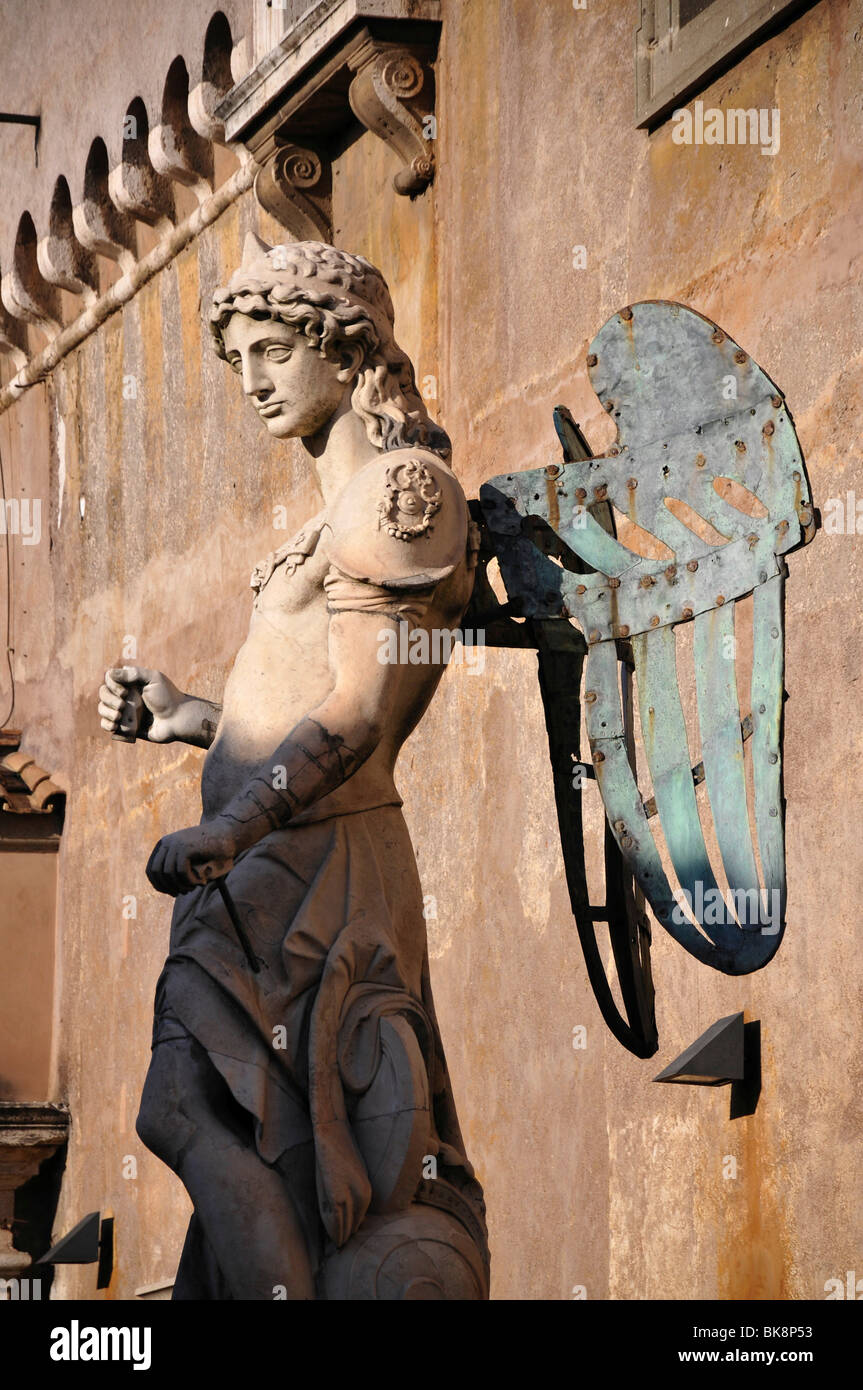Statue of an angel on Engelenburcht, Castel Sant'Angelo, historic city ...