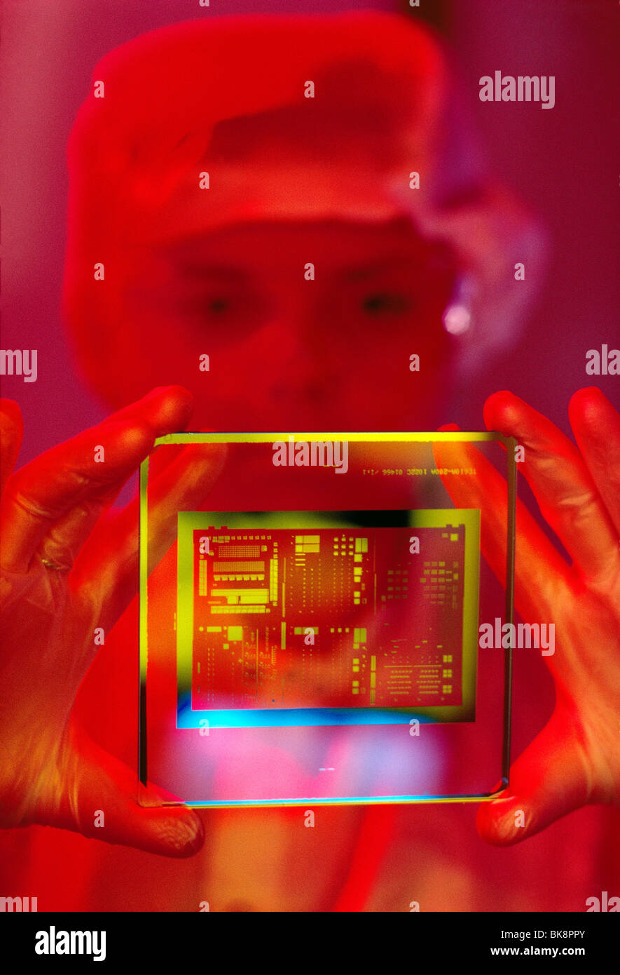 Mask used in producing computer chips from silicon wafers Stock Photo ...