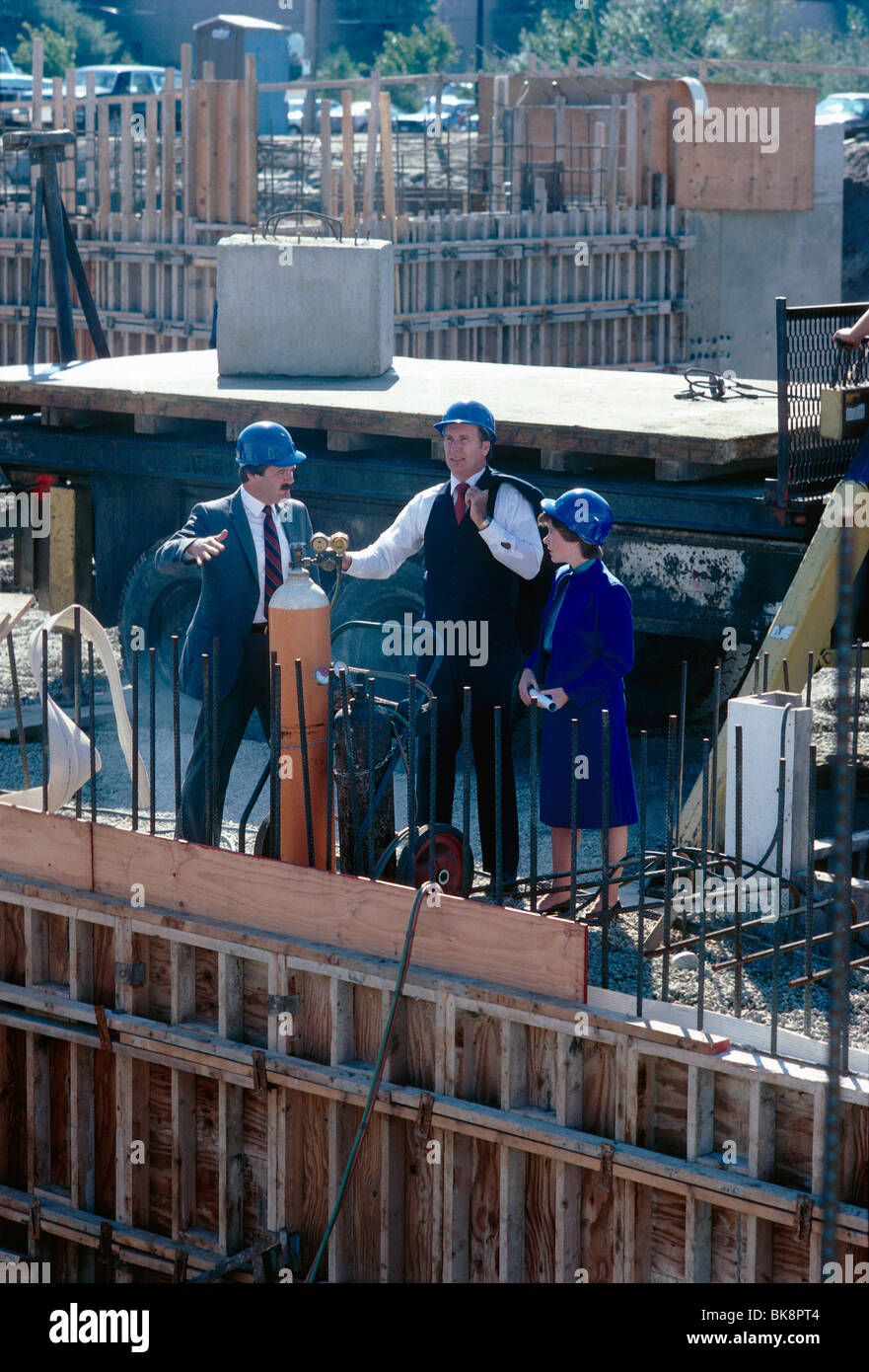 Water company business people visit the construction site of a new ...