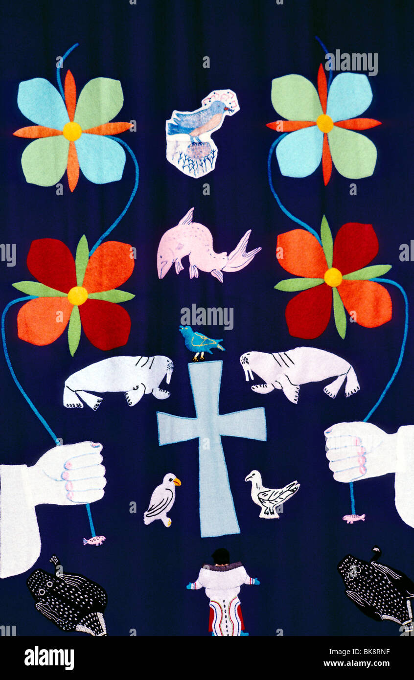 Tapestry depicting native Inuit traditions, St. Jude's Anglican ...