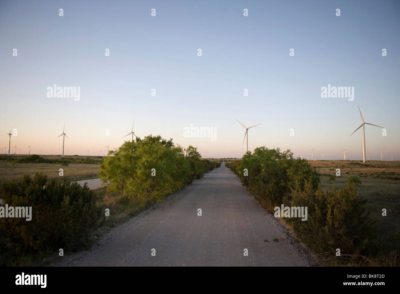USA, West Texas, Roscoe County, wind turbines and road Stock Photo - Alamy