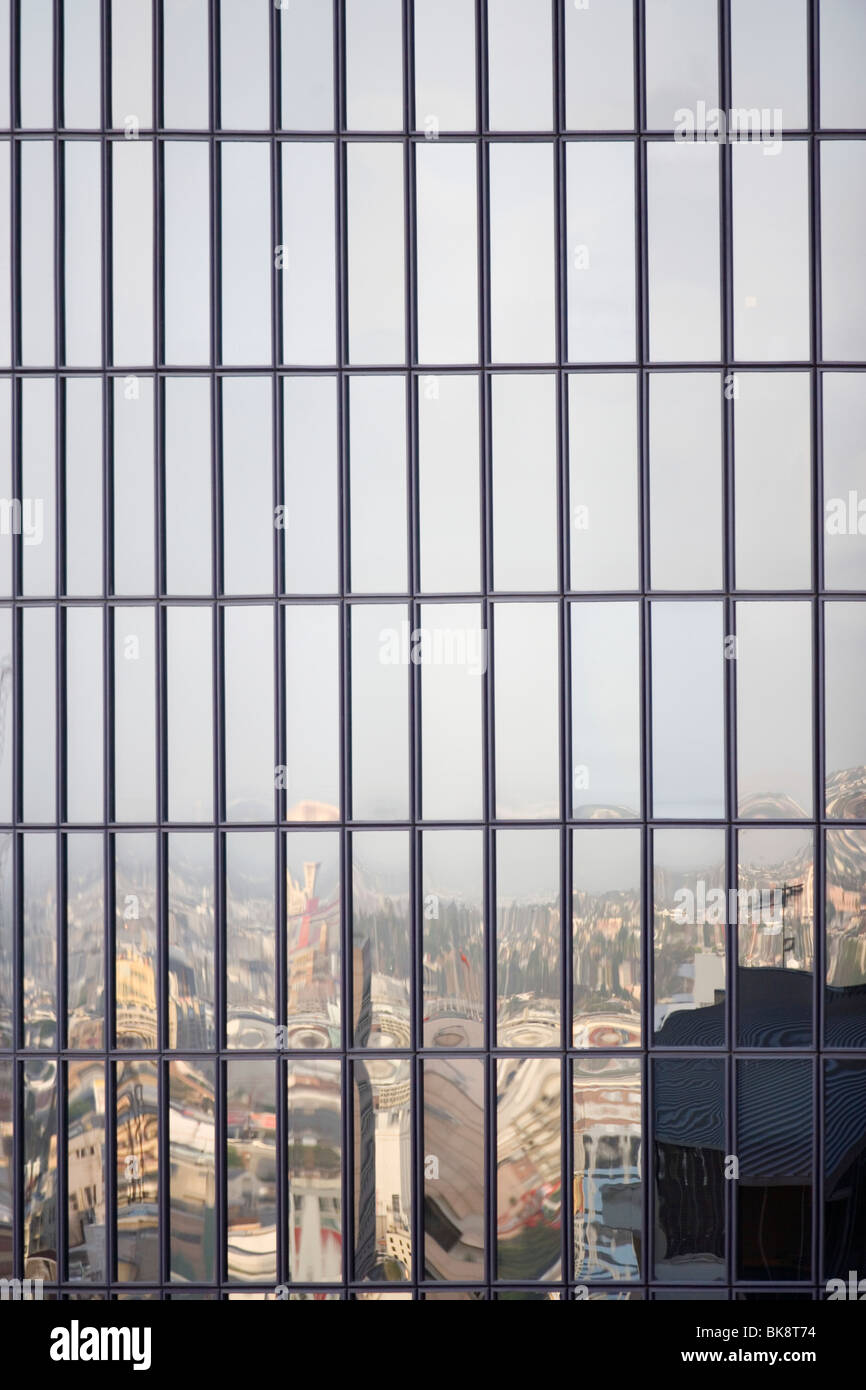 USA, California, Los Angeles, windows reflecting cityscape Stock Photo ...