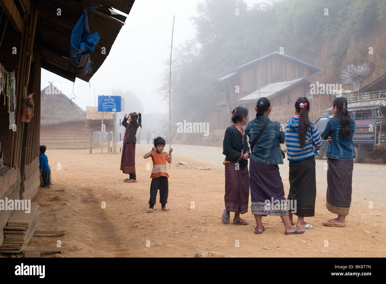 Xieng Khouang Province in Laos : People waiting for the bus Stock Photo ...