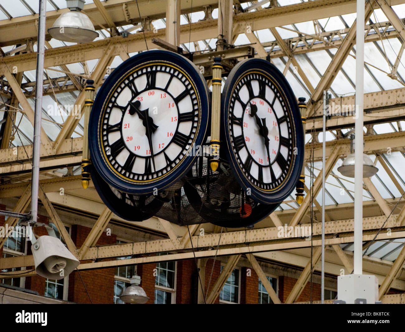 Suspended clock – famous as a meeting place / landmark – in the ...
