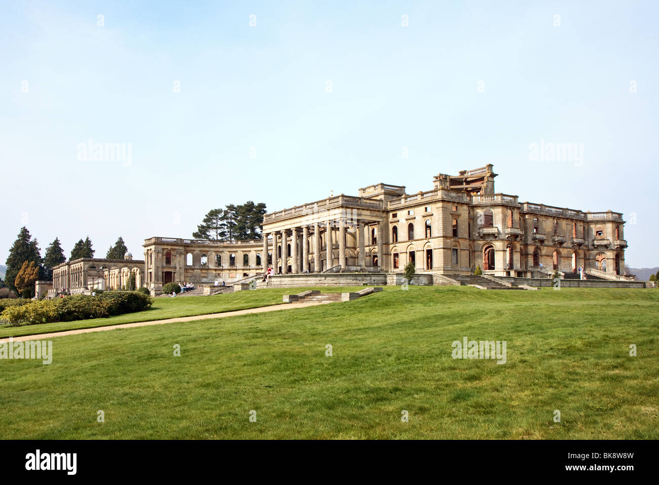 Witley Court ruins formal gardens and classical fountains Stock Photo ...