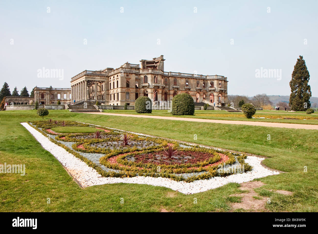 Witley Court ruins formal gardens and classical fountains Stock Photo ...