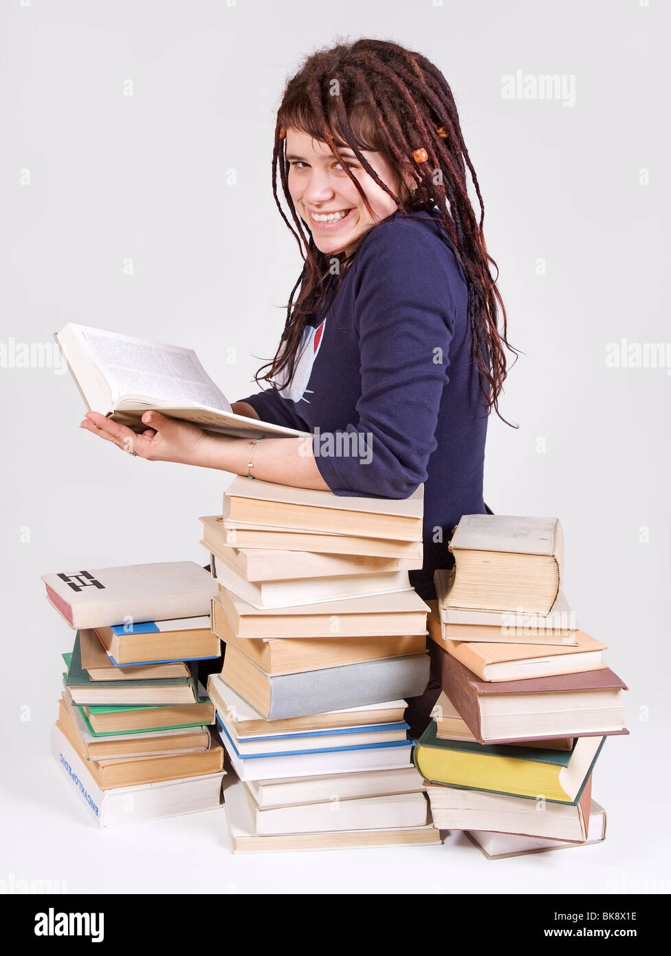 teenager with books Stock Photo - Alamy