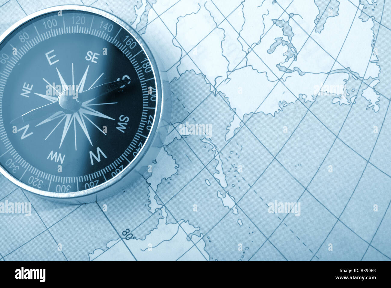 Map with a compass Stock Photo - Alamy