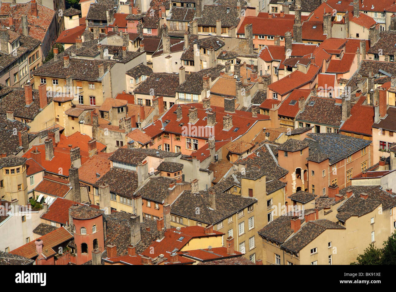 Lyon (69) : Aerial view of the roofs of "St Jean" district Stock Photo ...
