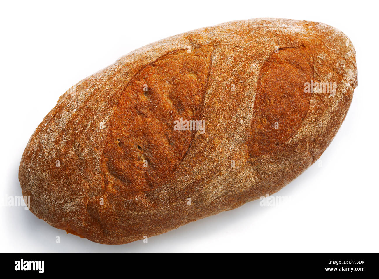 Loaf of oval wheat bread on white background. The file includes a ...