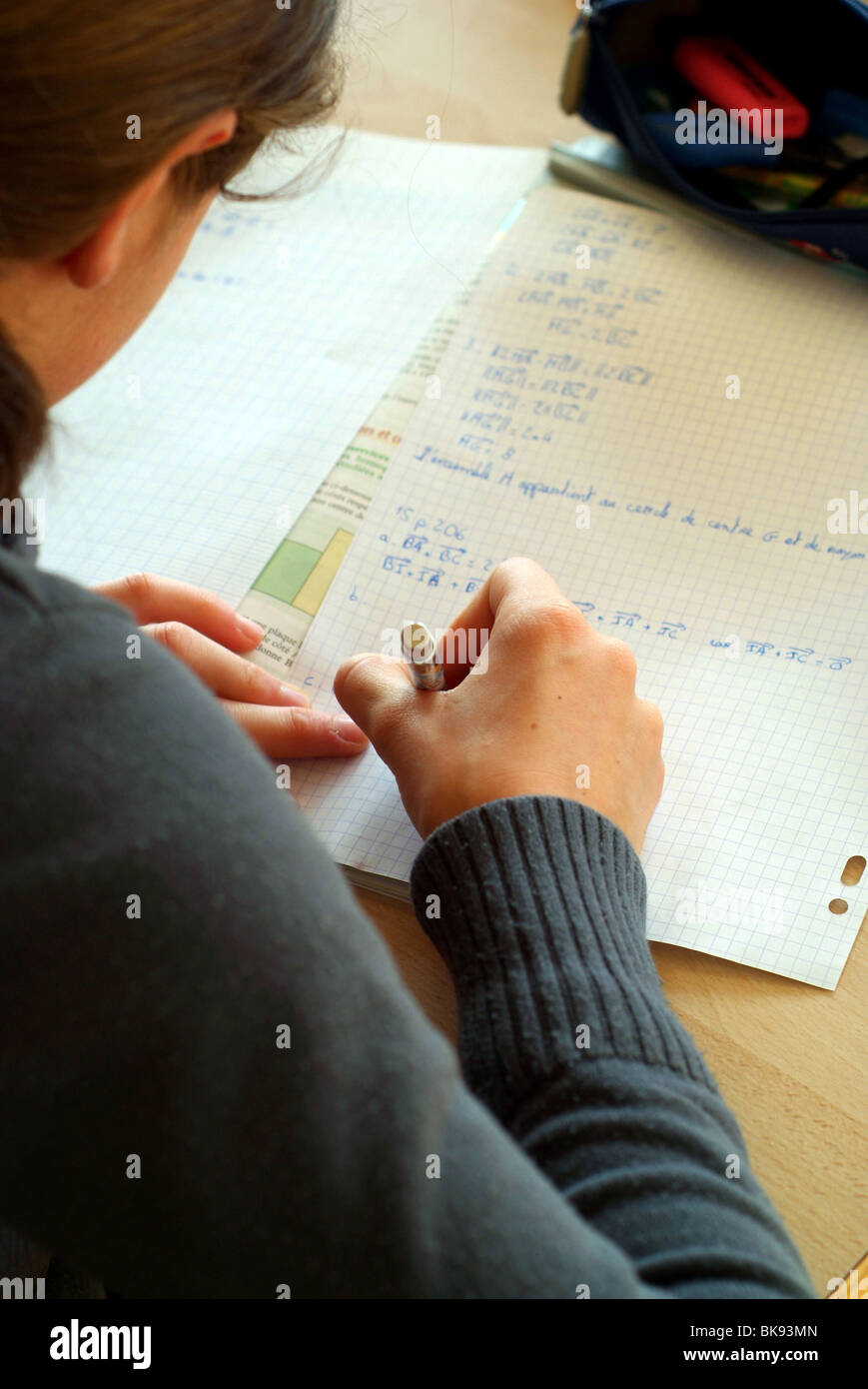 Student busy working Stock Photo - Alamy