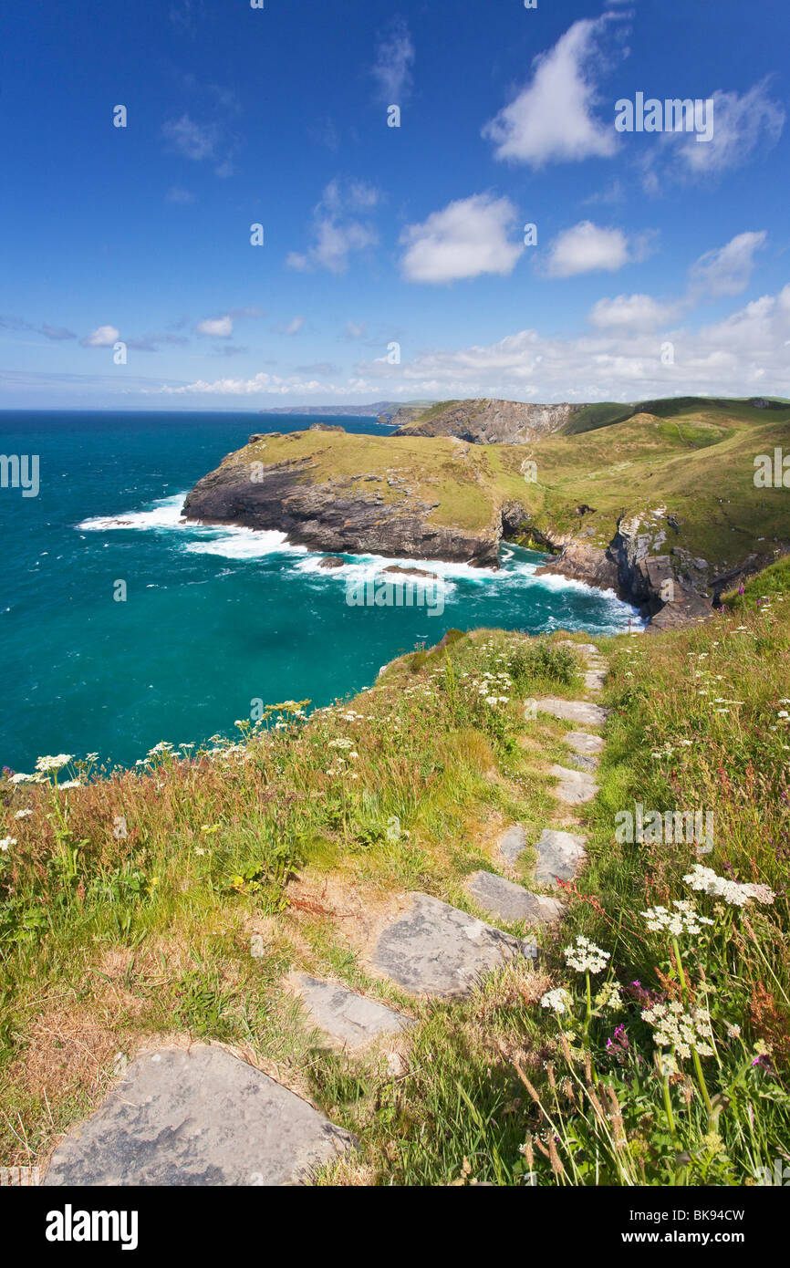 Rock formations at the coast, Camelot, Tintagel, Cornwall, England ...