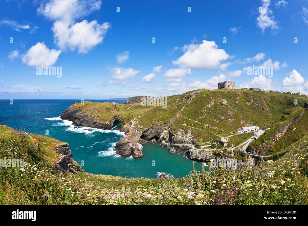 Coast with a castle in the background, Camelot, Tintagel, Cornwall ...