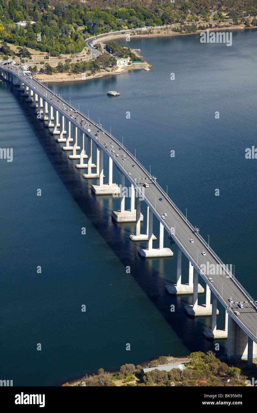 Tasman Bridge, River Derwent, Hobart, Tasmania, Australia - aerial ...