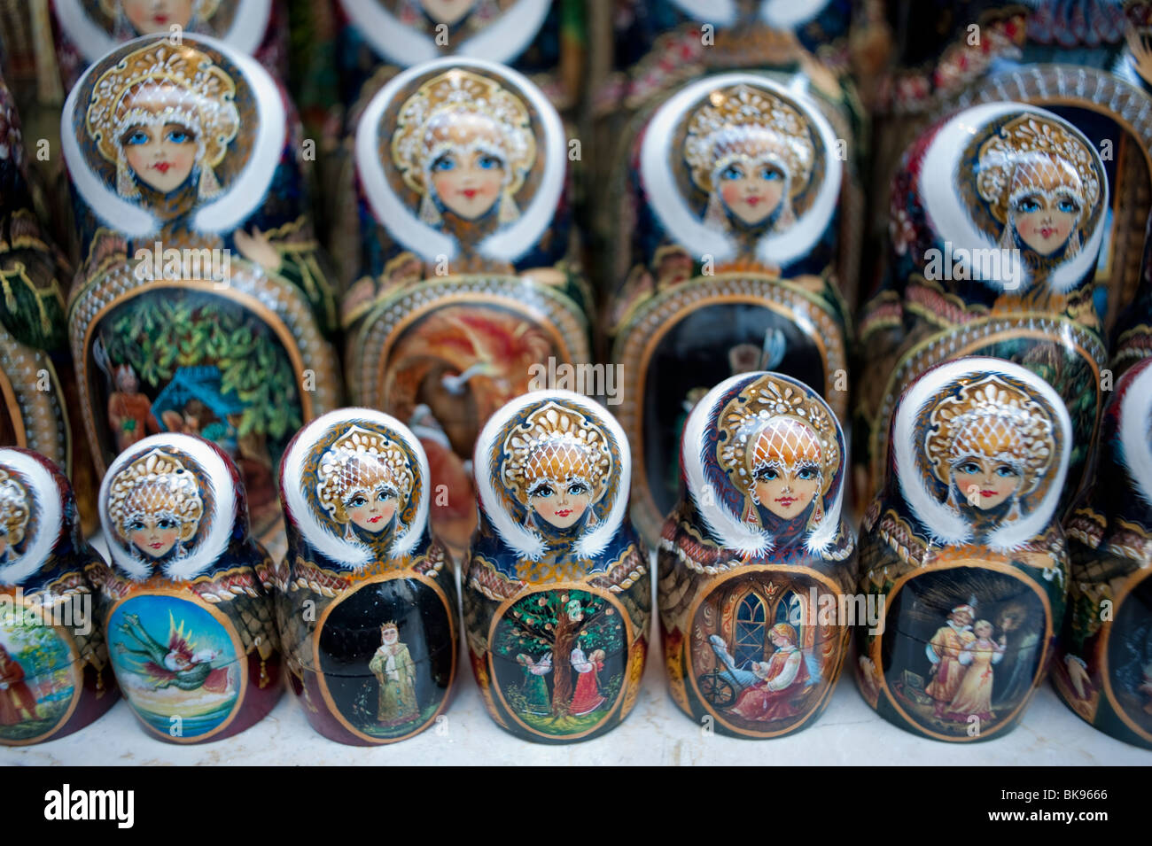 Russian Dolls Collection in Shop Window, Peterhof Store, Paris Stock ...