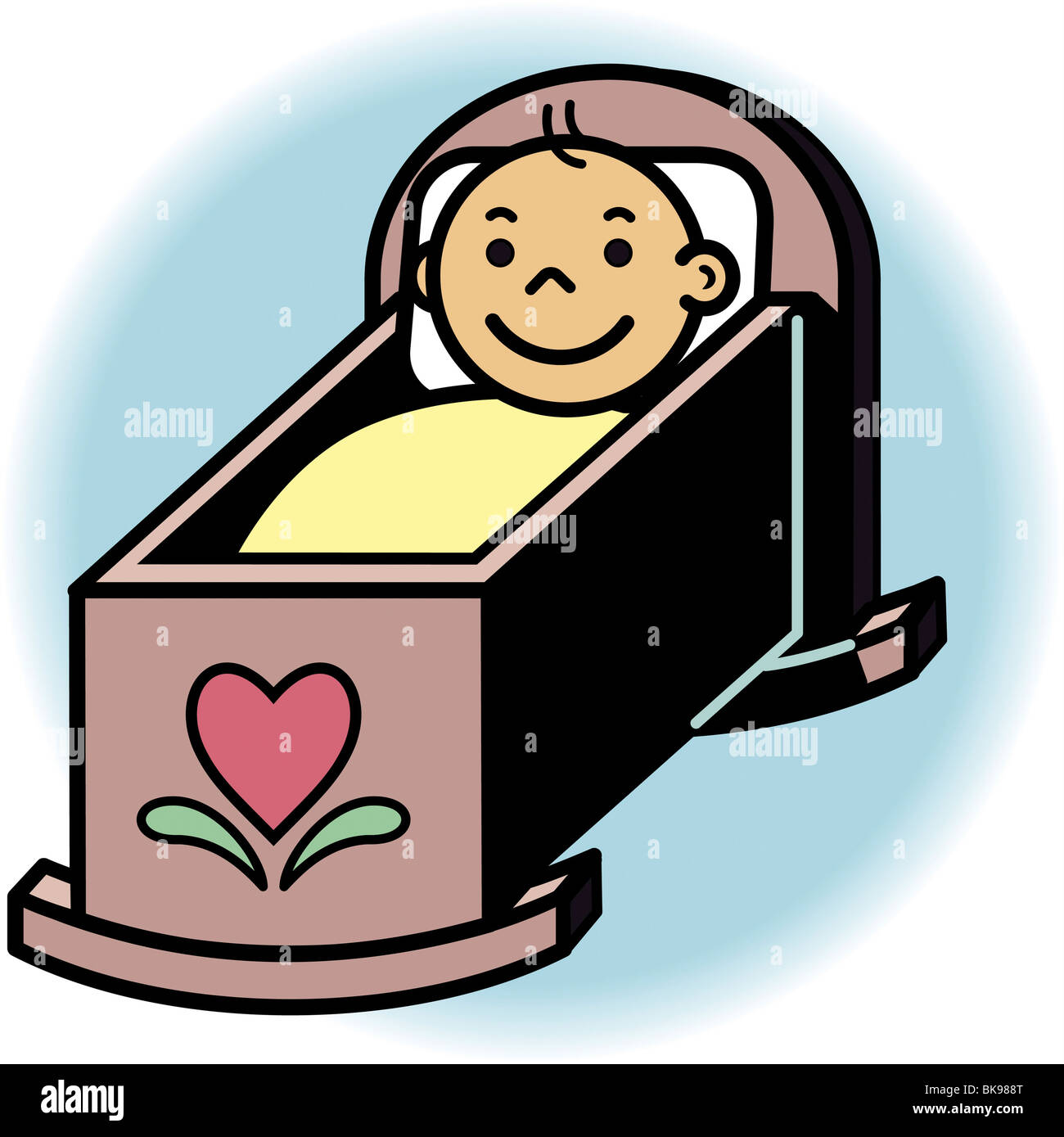 Baby lying in rocking crib Stock Photo - Alamy