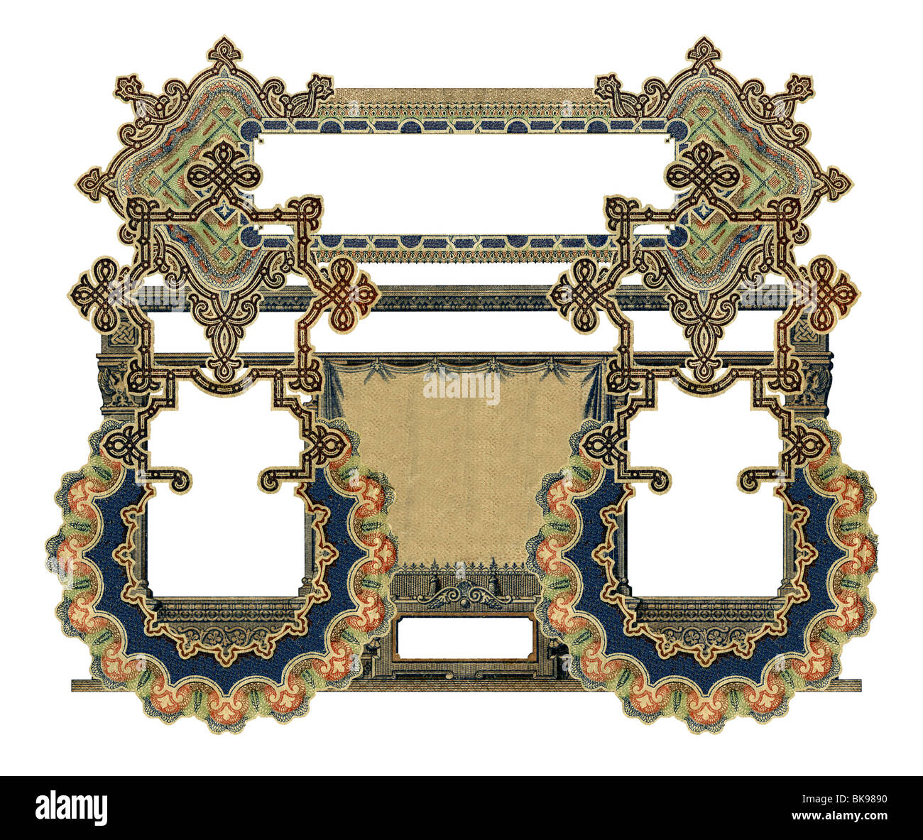 Luxuriously illustrated old colored victorian frame Stock Photo - Alamy