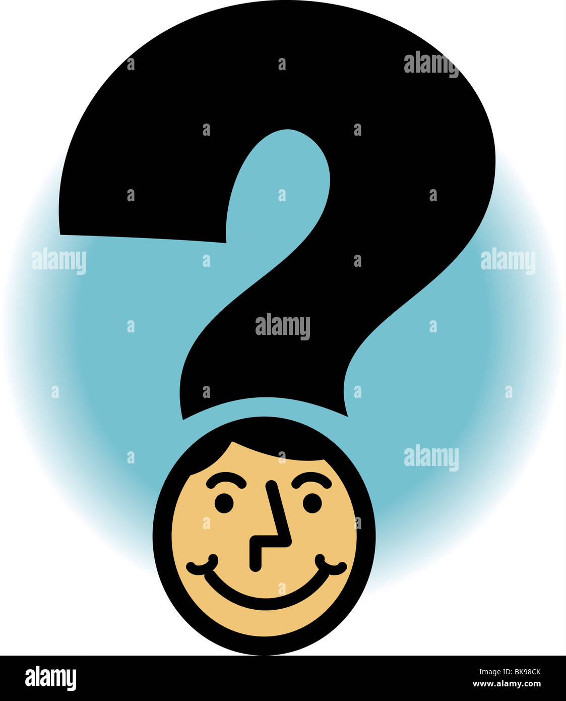 Close-up view of man's face with question mark Stock Photo - Alamy