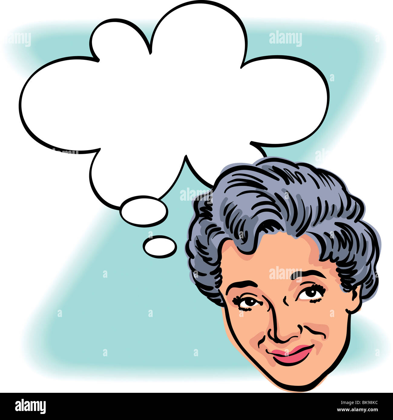 Woman's face with blank thought bubble Stock Photo - Alamy