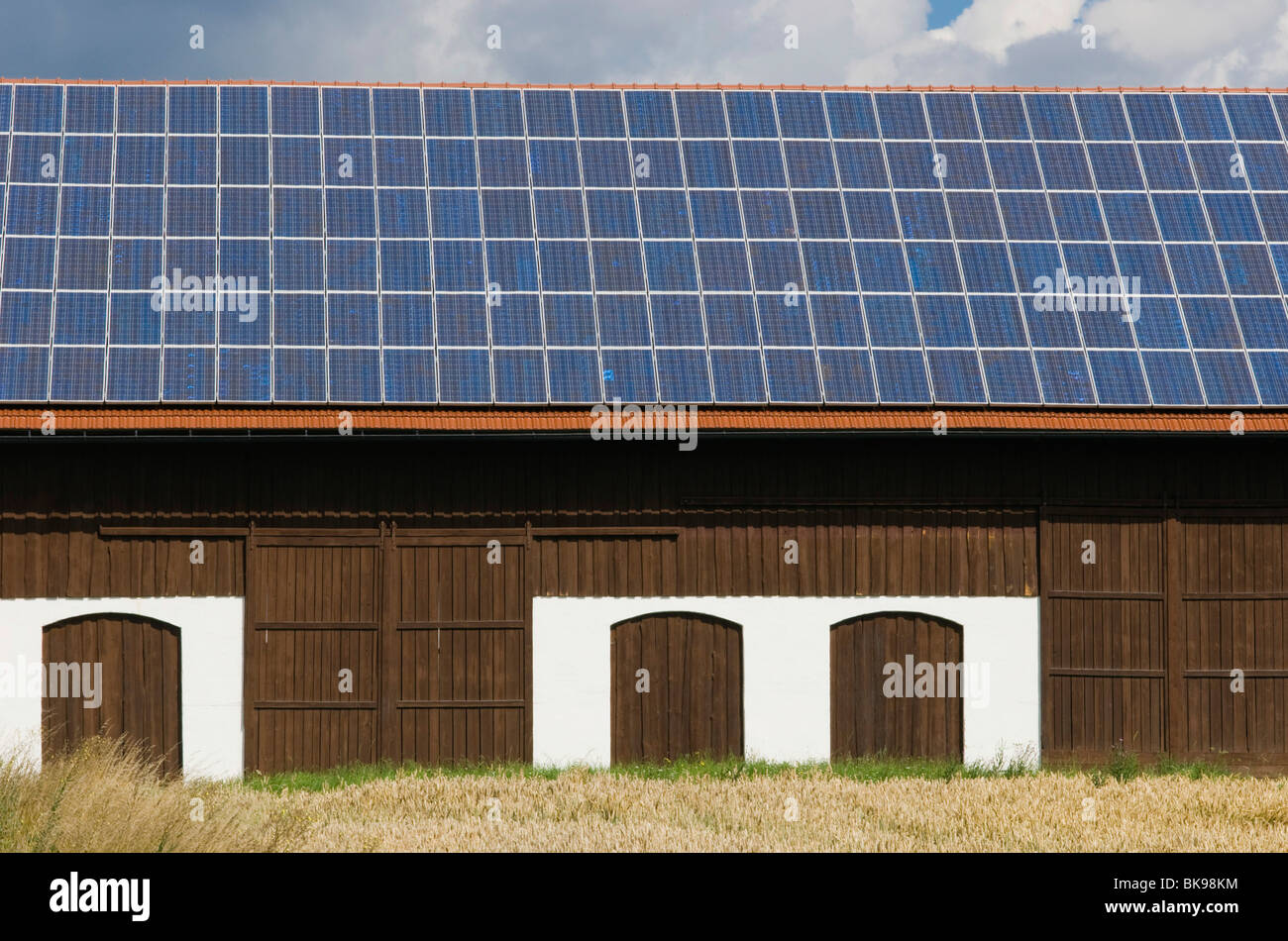 Solar modules on a roof, solar cells, photovoltaic, Mallersdorf ...