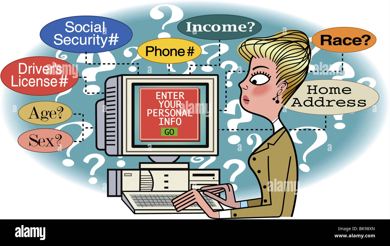 Businesswoman feeding personal information on computer Stock Photo - Alamy