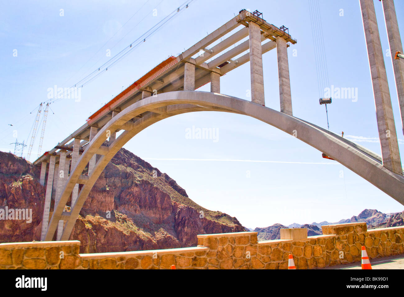 New Colorado River Bridge span across canyon below Hoover Boulder Dam ...