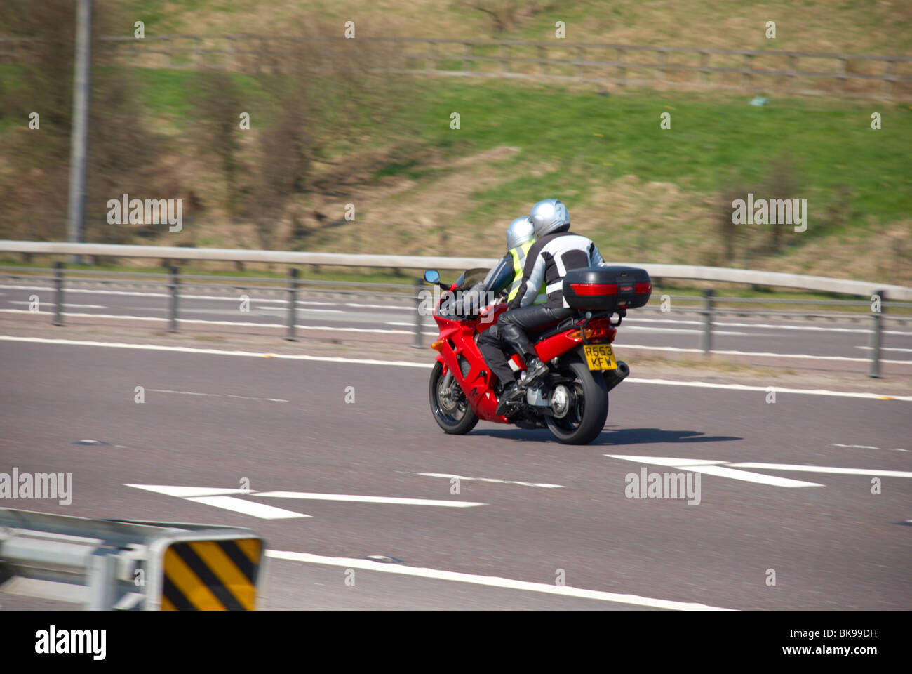 Biker on the M62 motorway (near Outlane, Huddersfield Stock Photo - Alamy
