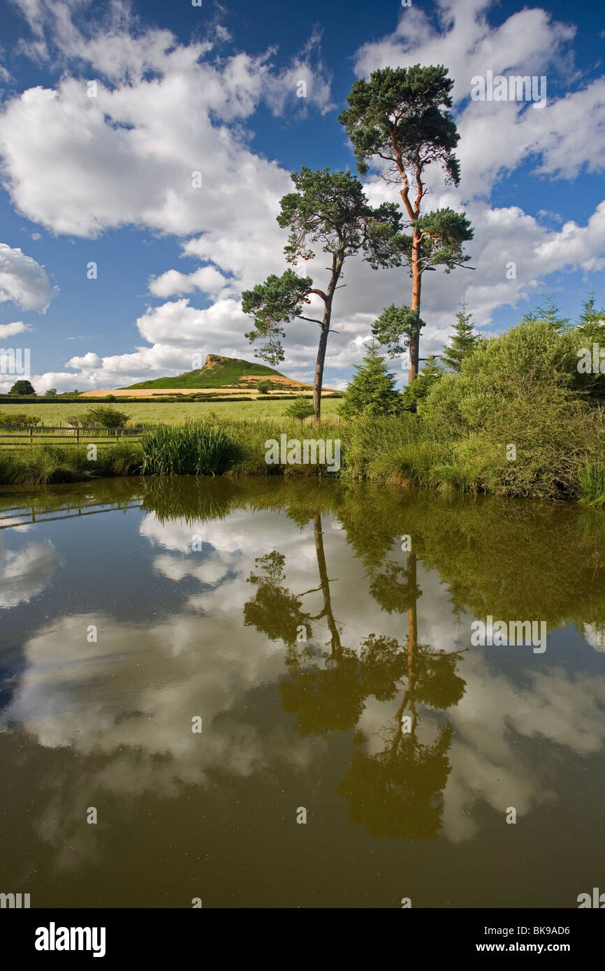 Roseberry Topping, one of The Cleveland Hills, seen from the pond at ...