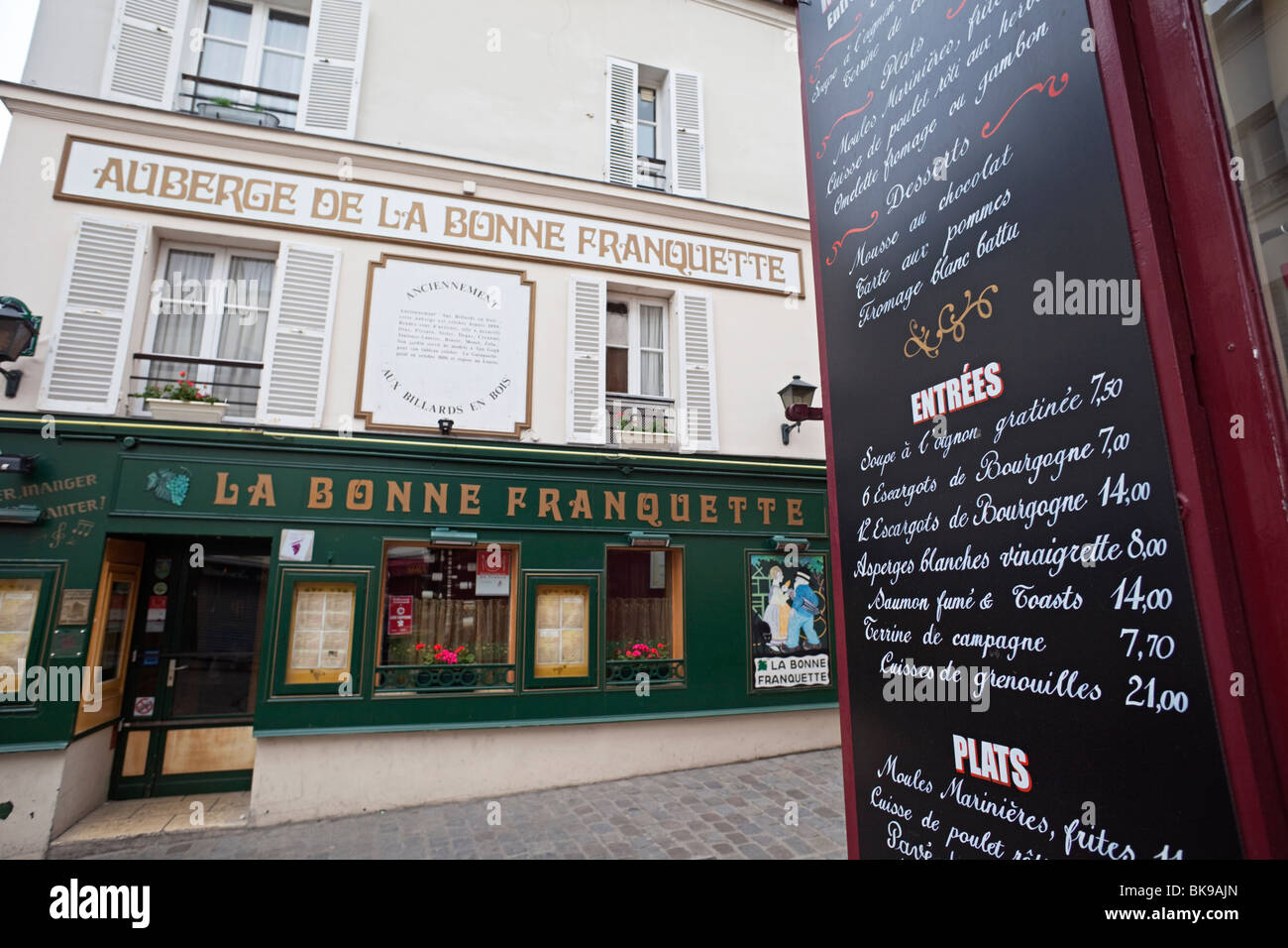Facade of a restaurant, Montmartre, Paris, France Stock Photo - Alamy
