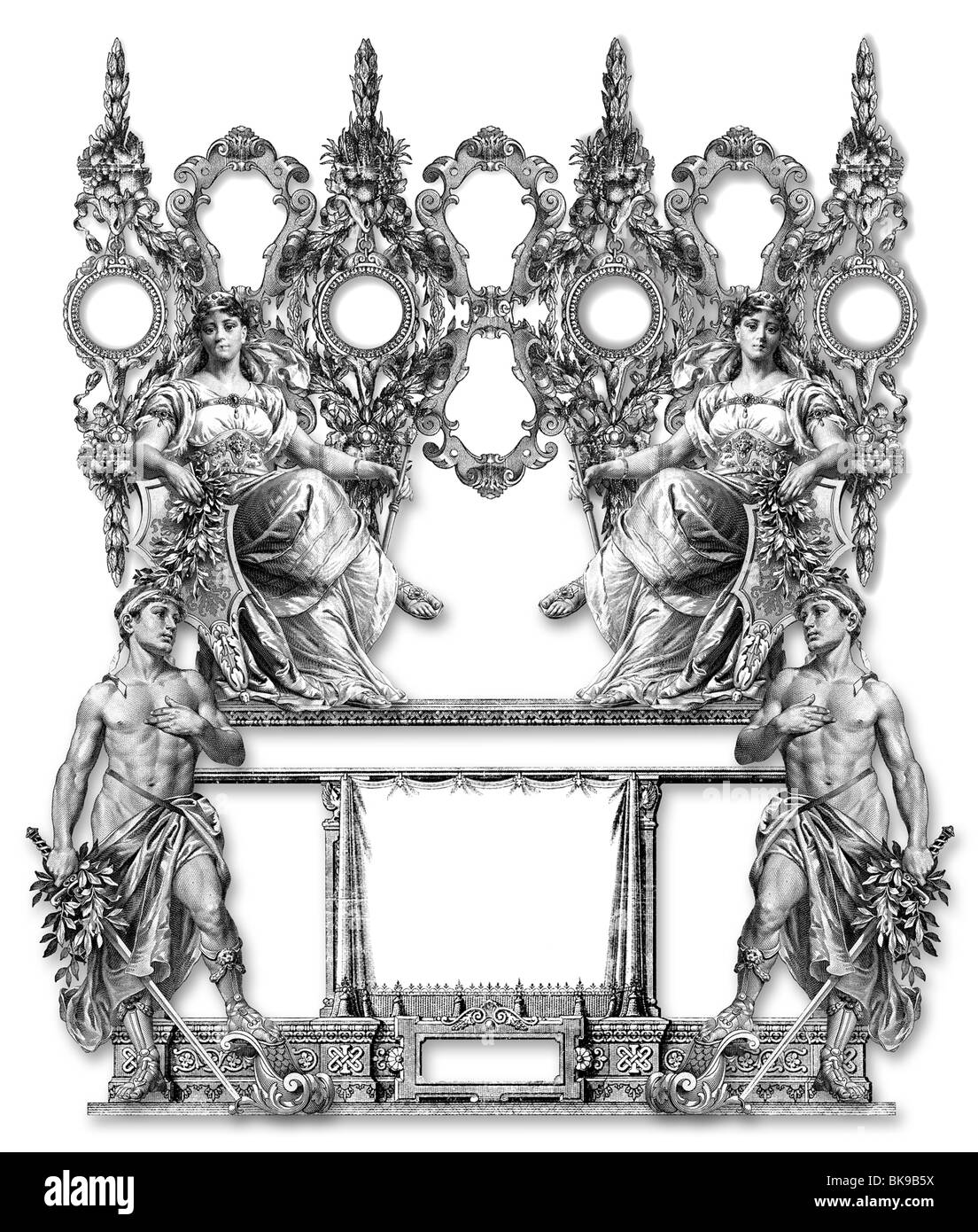 Luxuriously illustrated old colored victorian frame Stock Photo - Alamy