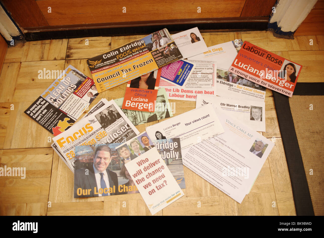 Election 2010 leaflets in marginal seat Wavertree, Liverpool, England ...