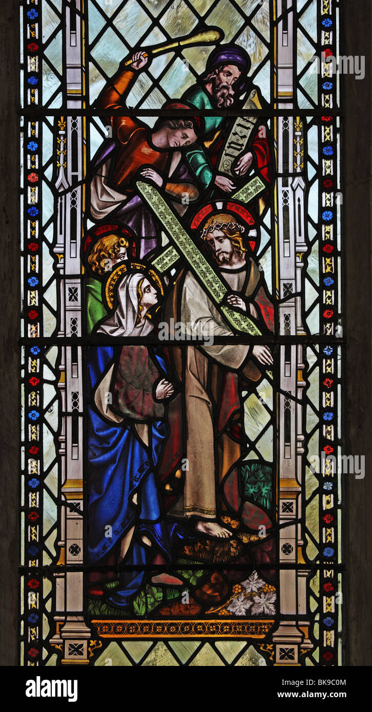 A stained glass window depicting a Scene from the Passion of Christ, St ...