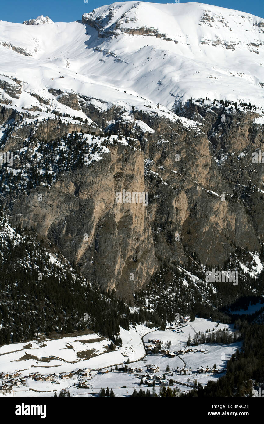 Cliff face Monte De Stevia above The Langental Vallunga Selva Dolomites ...