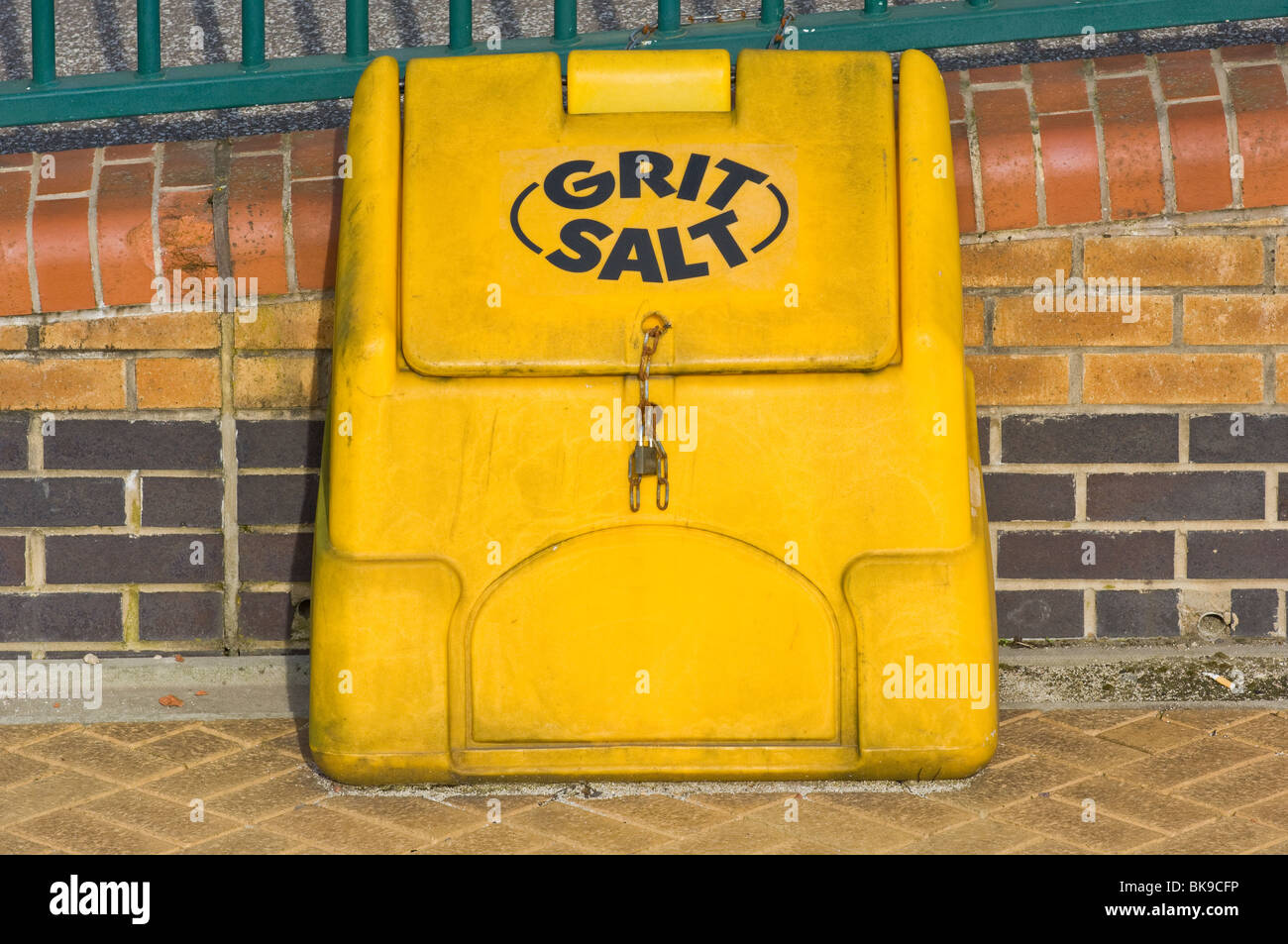 Locked grit salt bin Stock Photo - Alamy