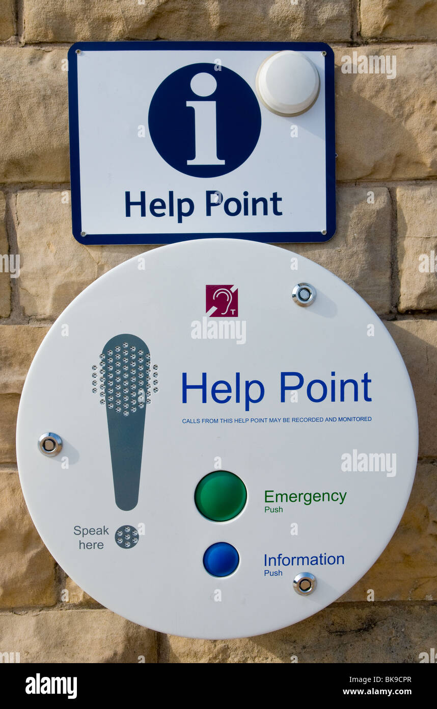 Railway station help point for emergency or information Stock Photo - Alamy