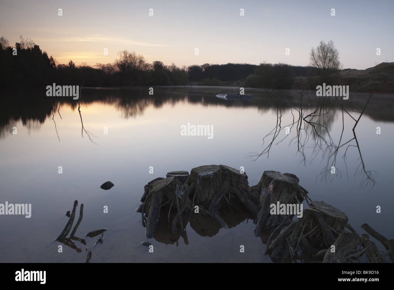Sunrise, Stations Pit Nature Reserve Stock Photo - Alamy