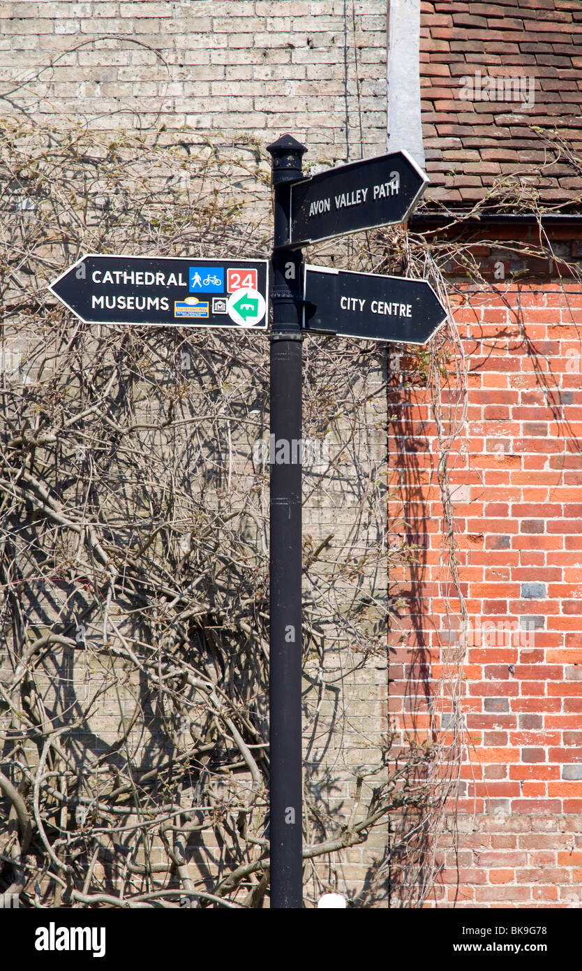 Sign Post in historic City of Salisbury in the Cathedral grounds ...