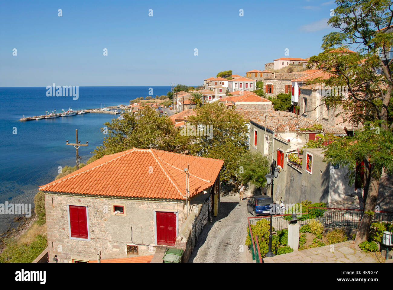 Renovated houses in the historic town centre with fishing port ...