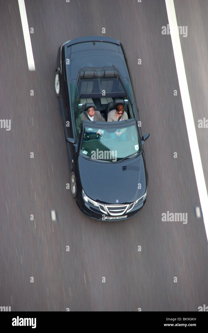Car on the M62 shot from above Stock Photo - Alamy