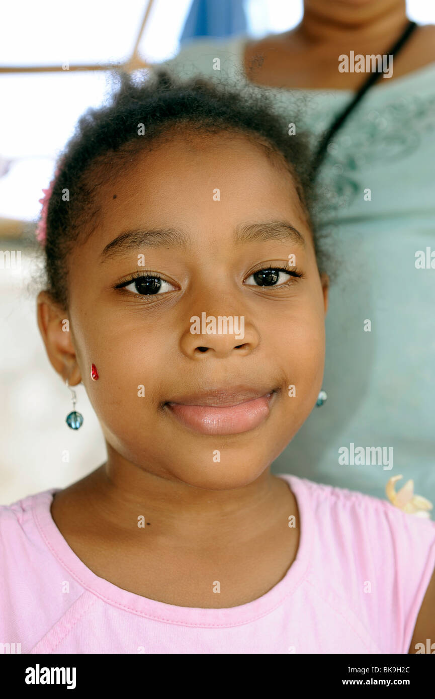 Young native honduran girl Isla Roatan Honduras Central America Stock ...