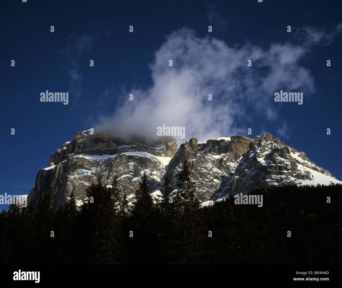 Cloud passing across the summit of Gruppo Sella Sella Gruppe Selva ...