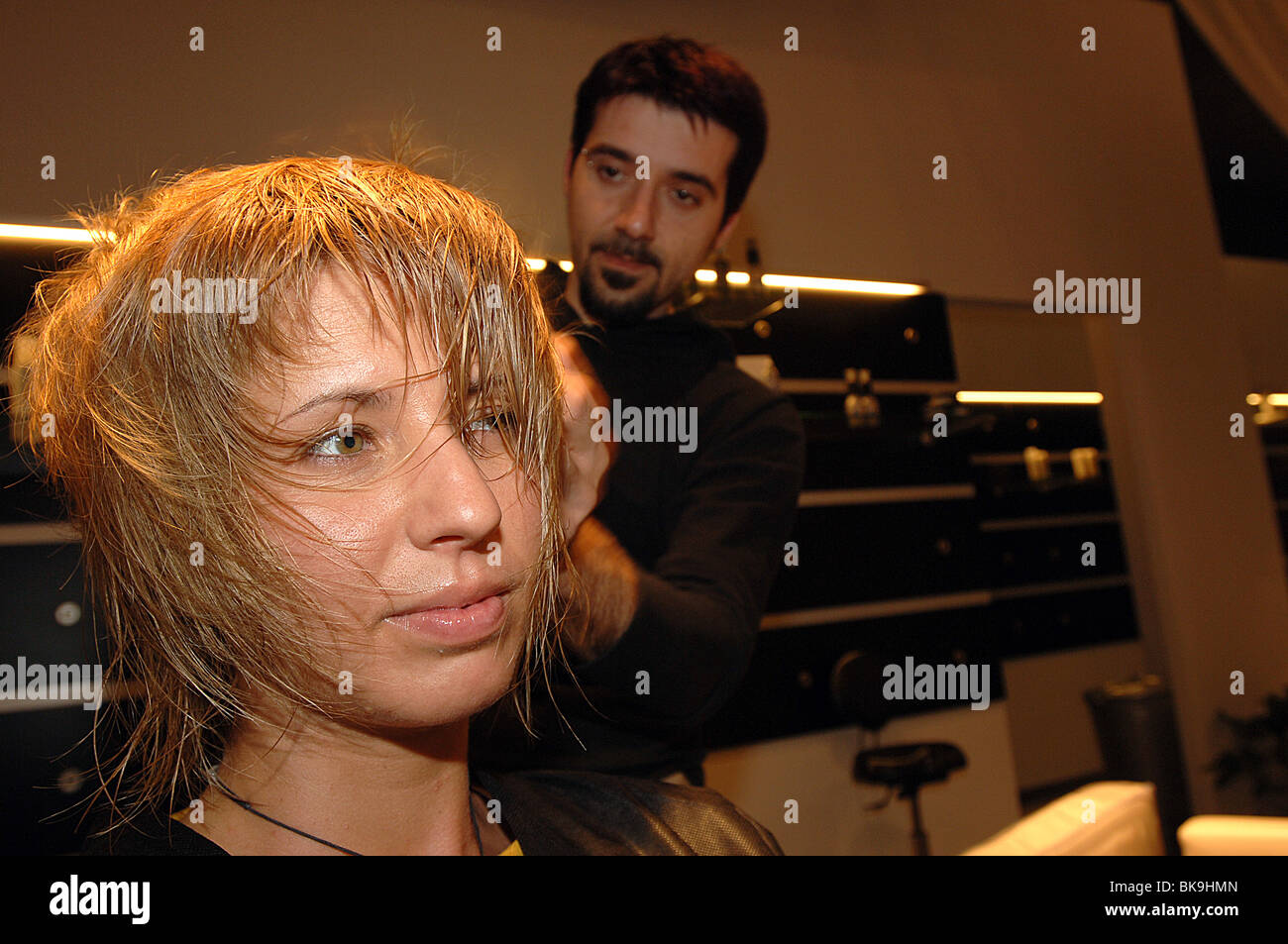 Hair Styler with model Stock Photo - Alamy
